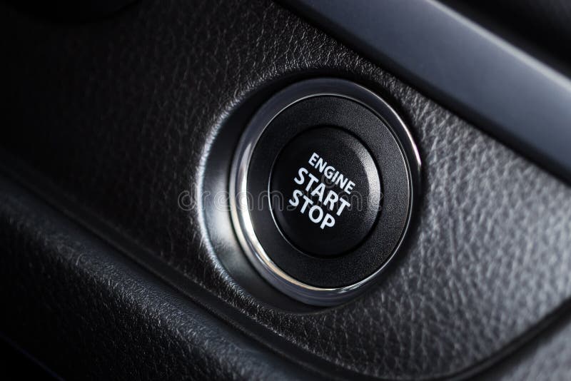 Closeup Start Engine Button of Car Stock Image - Image of technology ...