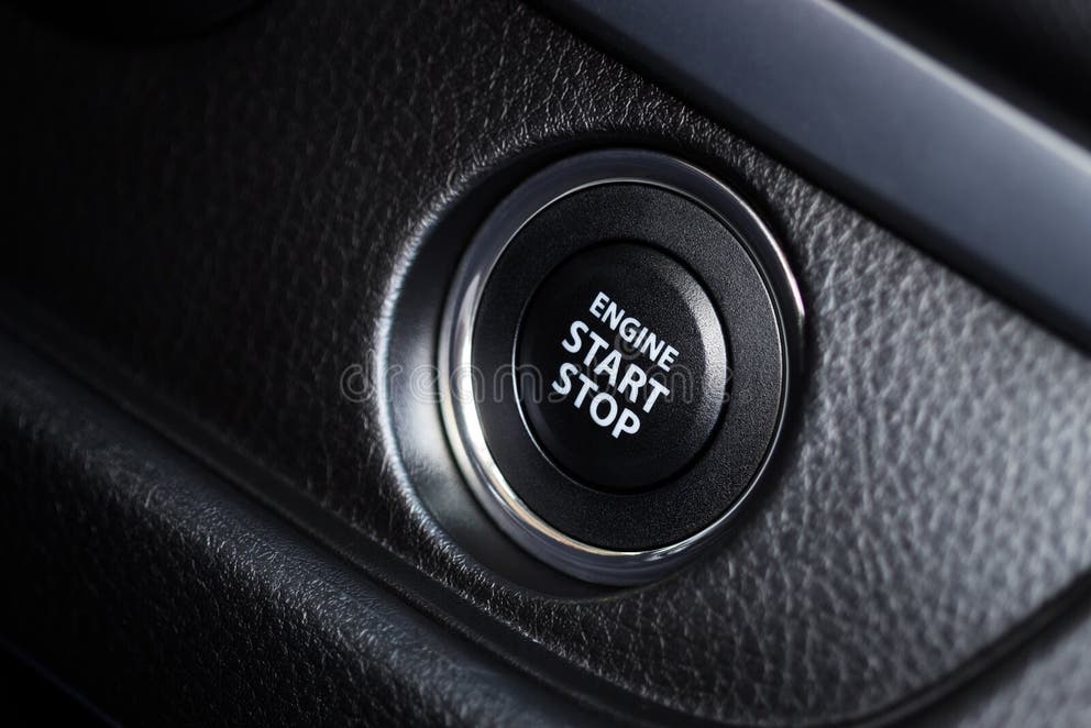 Closeup Start Engine Button of Car Stock Image - Image of technology ...
