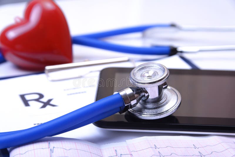 Closeup of Stethoscope on a Rx Prescription and Phone Stock Image ...
