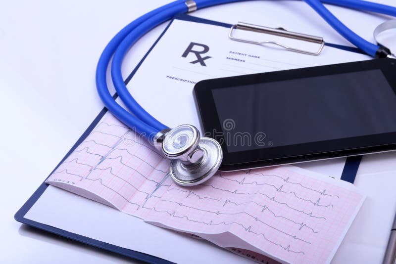 Closeup of Stethoscope on a Rx Prescription and Phone Stock Image ...