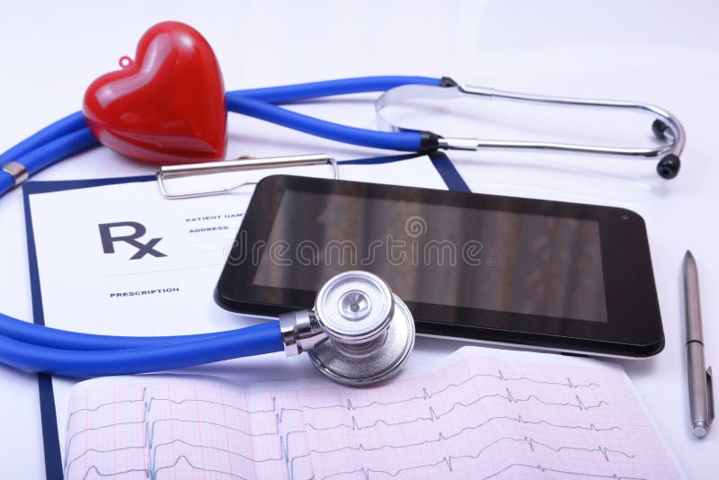 Closeup of Stethoscope on a Rx Prescription and Phone Stock Image ...