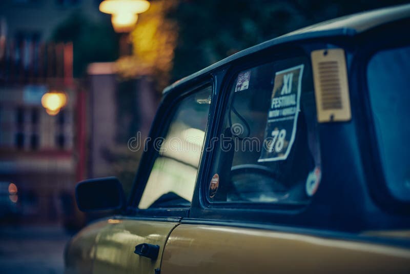 Closeup of Stickers on an Old Vintage Car Window Stock Image - Image of ...