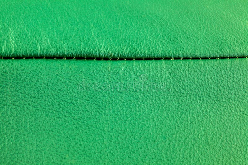 Closeup of Stitched Green Leather Stock Photo - Image of texture, dyed ...