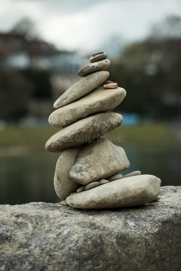 Stone Balance in Border River Stock Photo - Image of heap, stone: 370889256