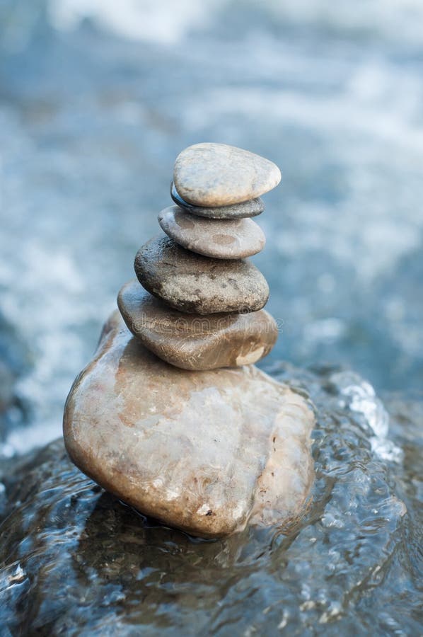 Stone Balance on Rock in the River Stock Photo - Image of health ...