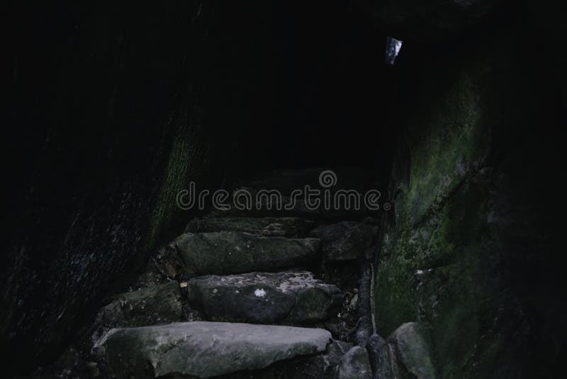 Closeup of the Stone Stair of a Cave in Darkness Stock Image - Image of ...