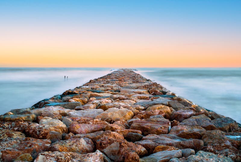 Closeup of a Stone Walkway on the Sea with Stock Photo - Image of path ...