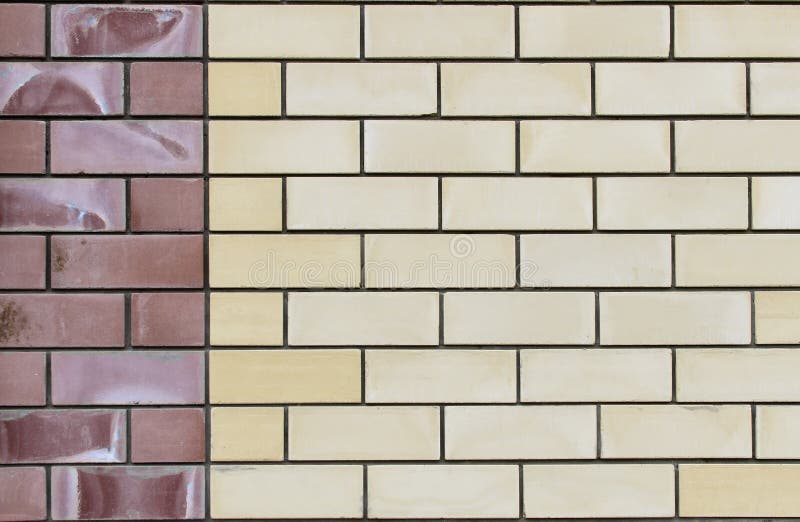 Closeup of a Stone Wall Piled by Rectangles of Yellow and Pink Brick ...