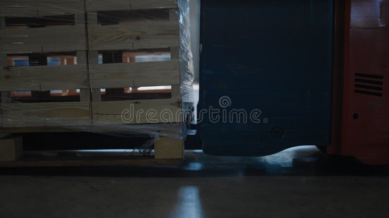 Closeup Storehouse Loader Moving Delivery Export Package Crates Sorting ...