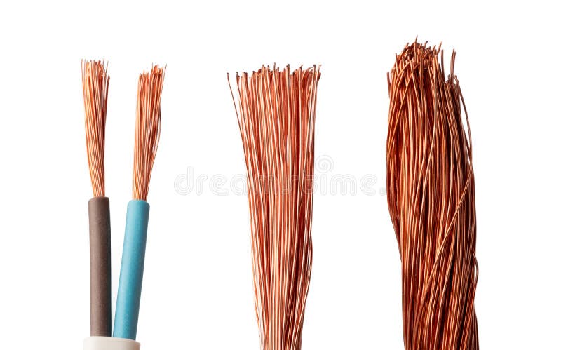Closeup of Stranded Copper Wire Types Isolated on White Background ...