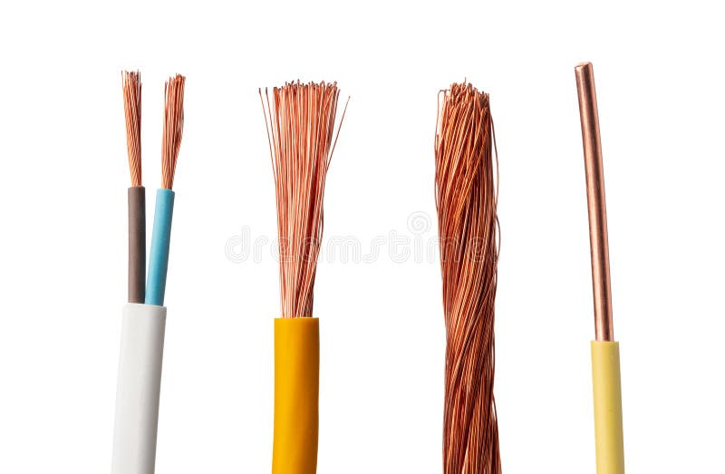 Closeup of Stranded Copper Wire Types Isolated on White Background ...