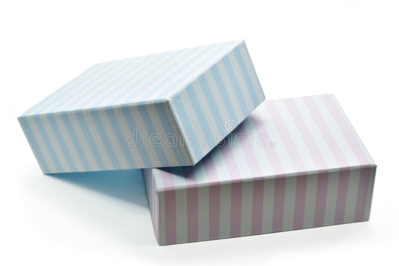 Closeup Stripe Pink and Blue Paper Box, Package for Design Stock Image ...