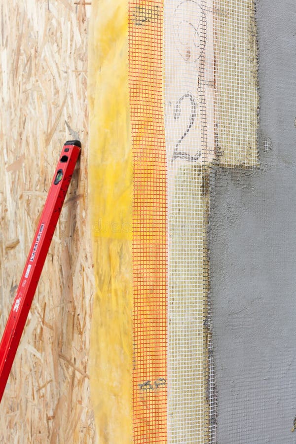 Closeup of Structural Insulated Panels with Mineral Rockwool Insulation ...