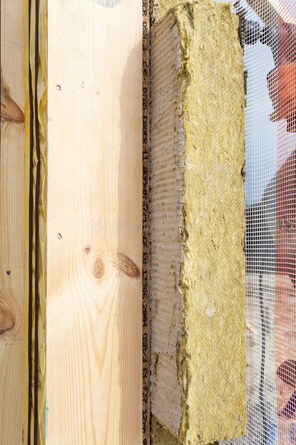 Closeup of Structural Insulated Panels with Mineral Rockwool Insulation ...