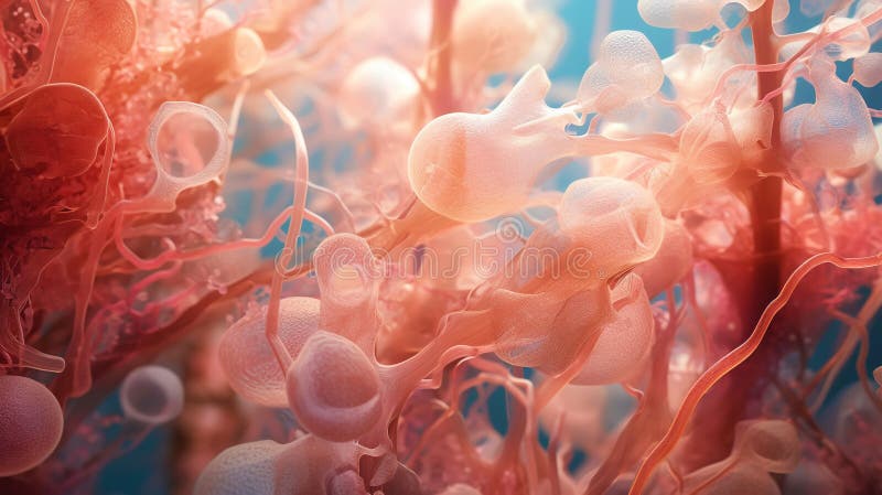 Closeup of Structure of Microbiotic Flora of Human Body. Microscopic ...