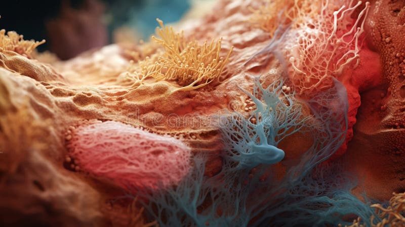 Closeup of Structure of Microbiotic Flora of Human Body. Microscopic ...