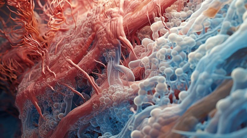 Closeup of Structure of Microbiotic Flora of Human Body. Microscopic ...