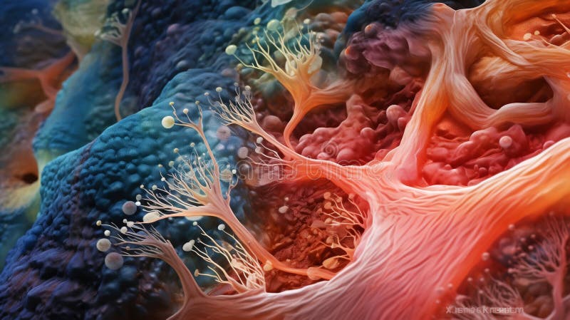 Closeup of Structure of Microbiotic Flora of Human Body. Microscopic ...