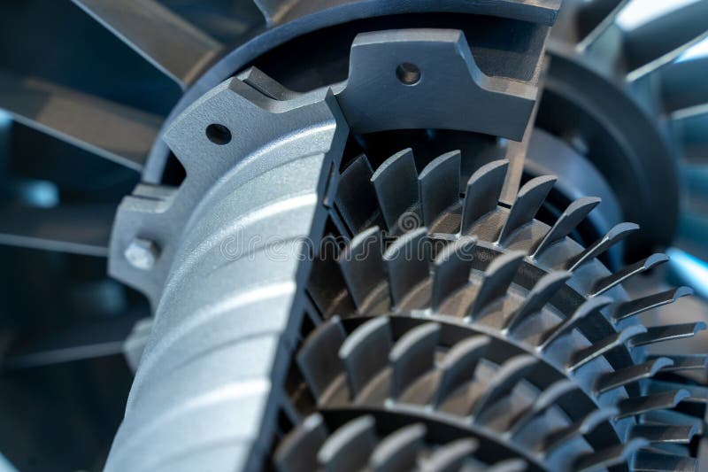 Closeup of the Structure of the Modern Turbofan Engine Interior. Stock ...