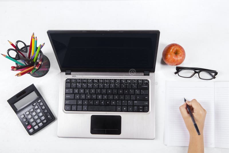 Closeup of Student Writes on Book Stock Image - Image of female ...