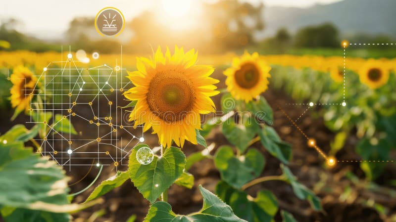 Closeup of Sunflower with Digital Technology Icons. Stock Photo - Image of innovation, closeup ...