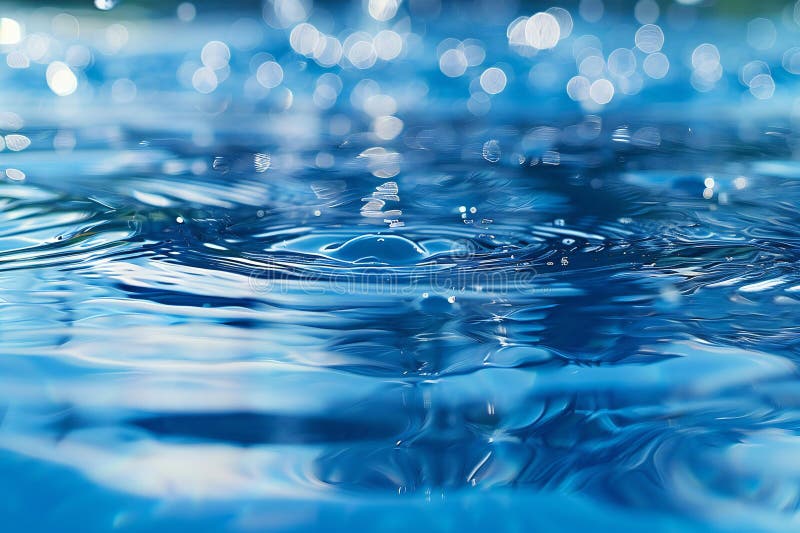 Closeup of the Surface of Blue Water, Showing Ripples and Reflections ...
