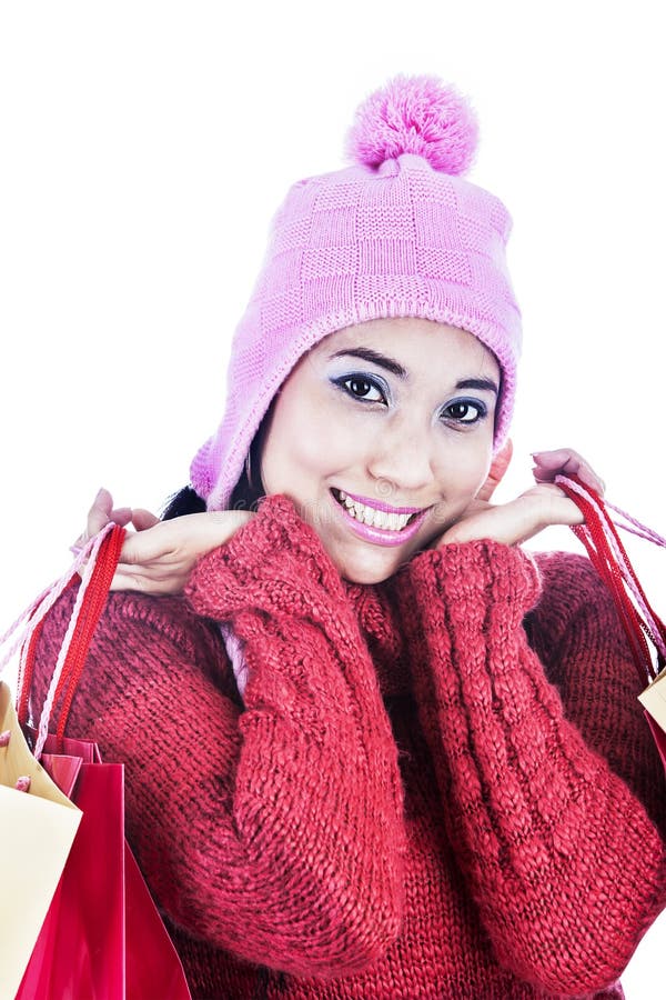 Closeup Sweet Woman Dressed for Winter Stock Photo - Image of asian ...