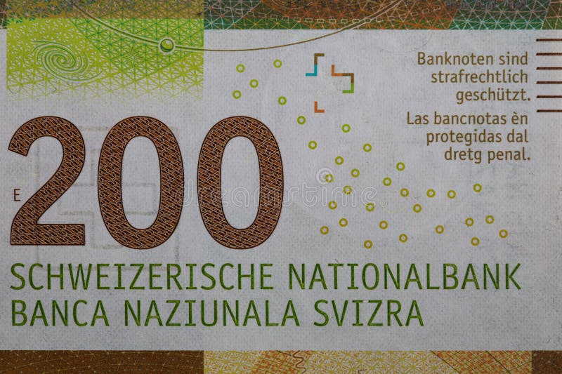 Closeup of 200 Swiss Franc Banknote Stock Photo - Image of geneva ...