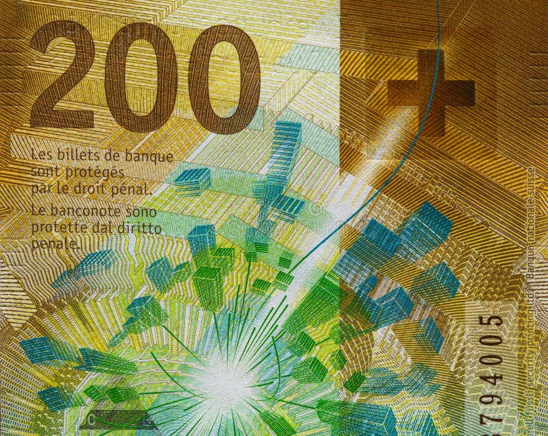 Closeup of 200 Swiss Franc Banknote Stock Photo - Image of cretaceous ...