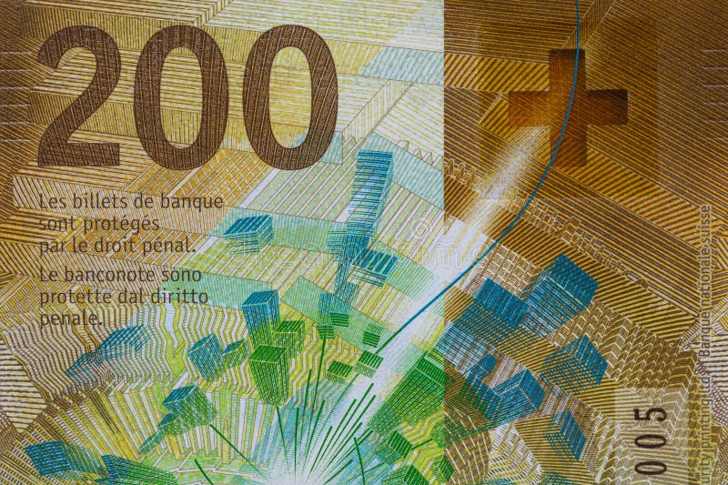 Closeup of 200 Swiss Franc Banknote Stock Image - Image of concept ...