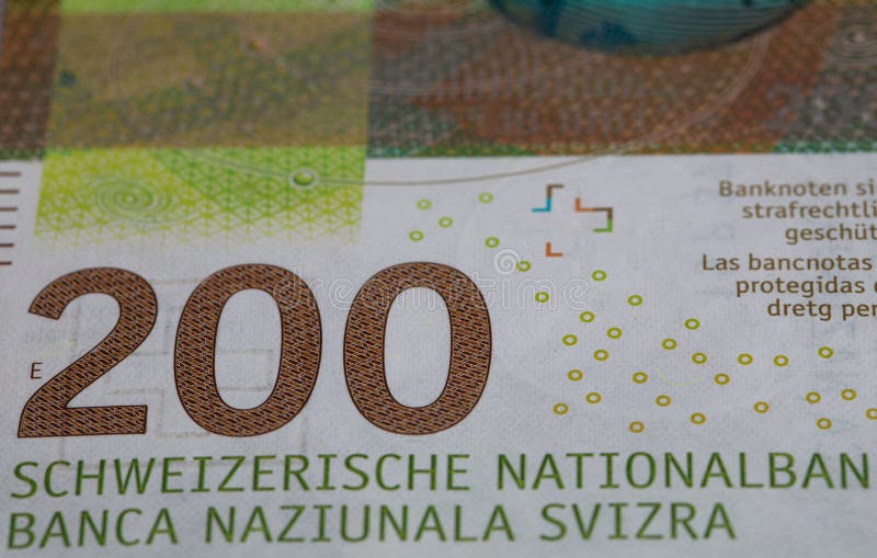 Closeup of 200 Swiss Franc Banknote Stock Image - Image of macro ...