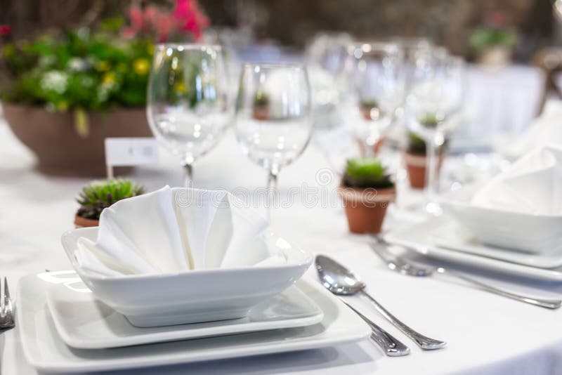 Closeup of a Table at the Dining Hall Stock Image - Image of event ...