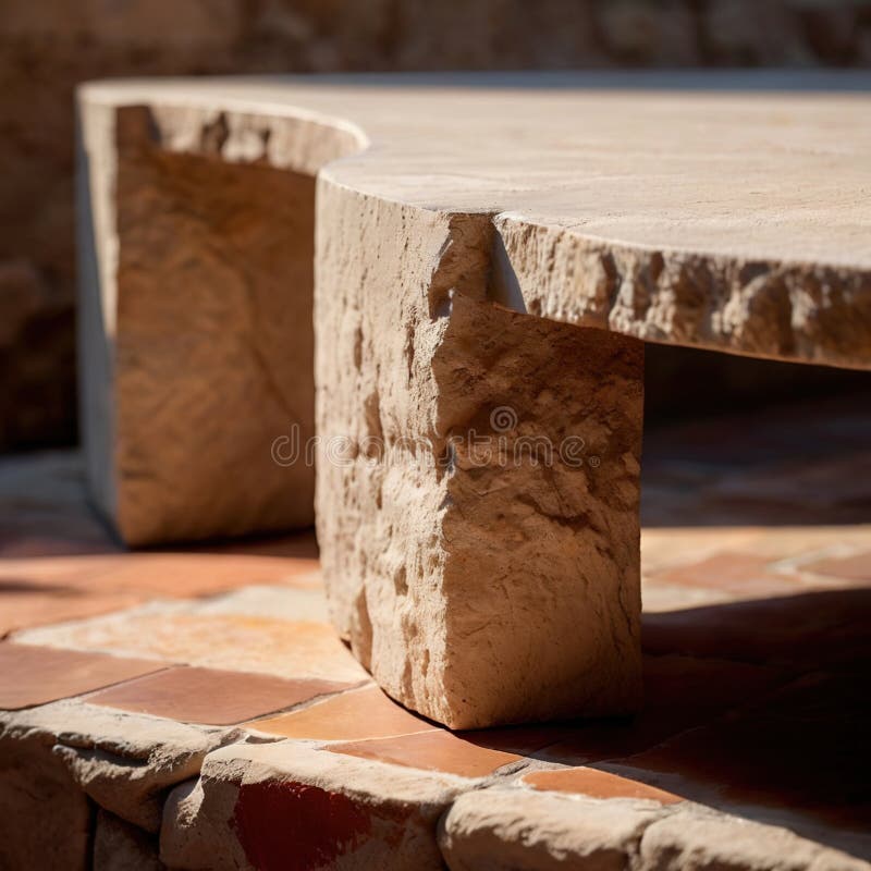 Closeup of a Table Made of Limestone, and Limestone Wall in the ...