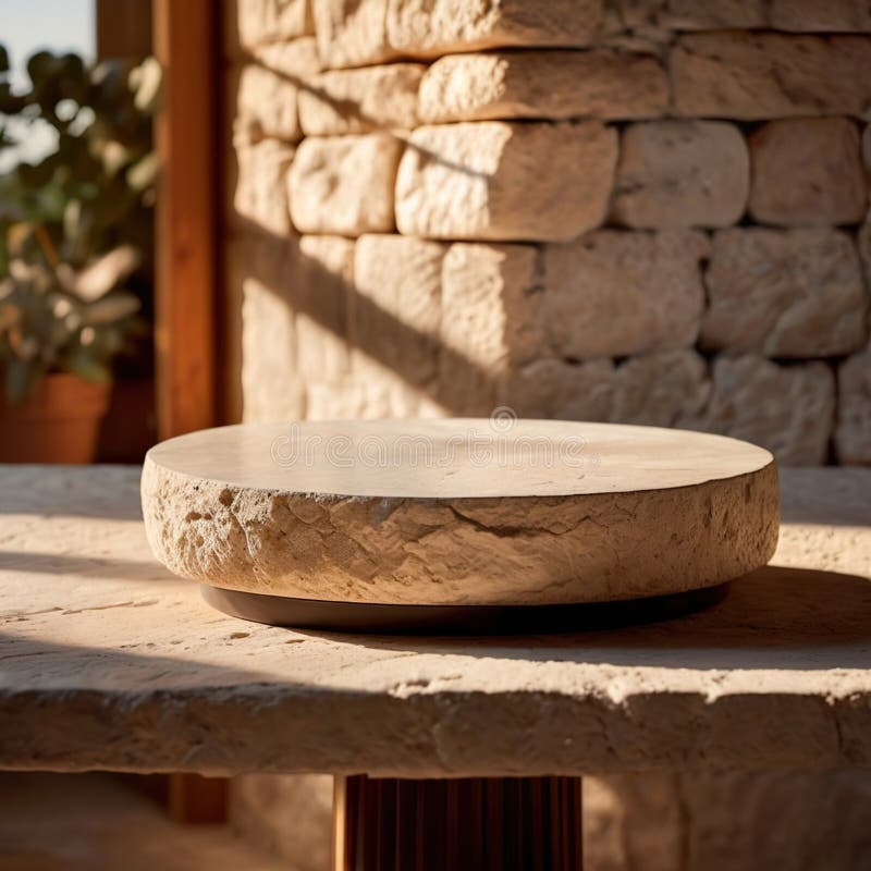Closeup of a Table Made of Limestone, and Limestone Wall in the ...