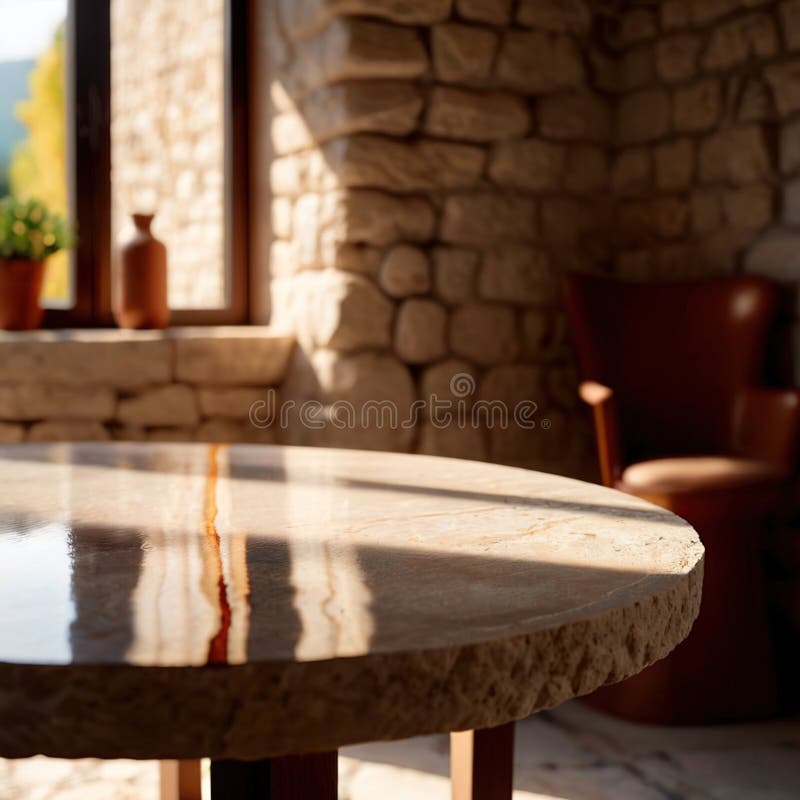 Closeup of a Table Made of Limestone, and Limestone Wall in the ...