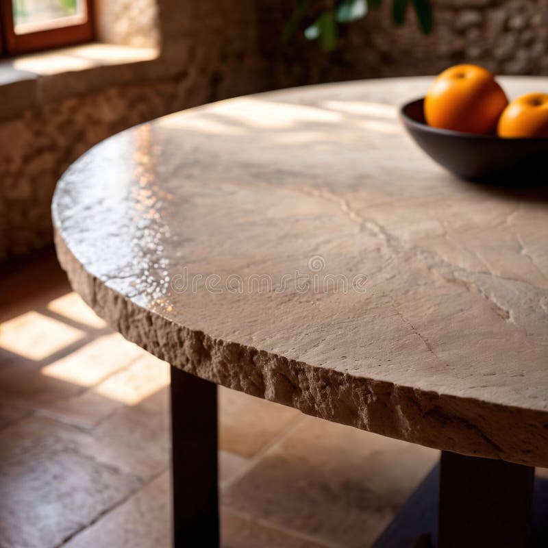 Closeup of a Table Made of Limestone, and Limestone Wall in the ...