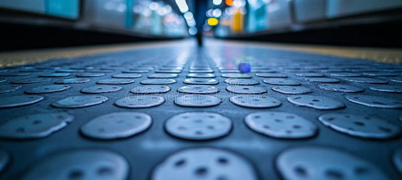 Closeup of Tactile Paving Tiles with Raised Dots on a Subway Platform ...