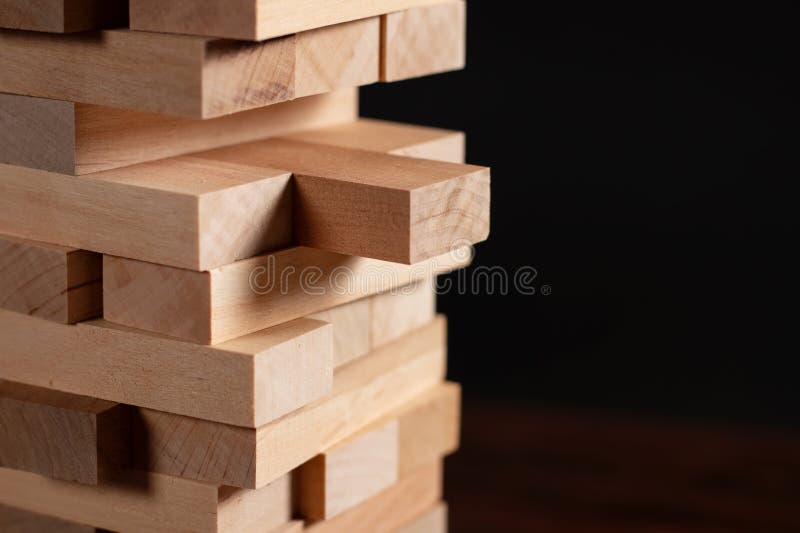 Closeup Take One Block on the Tower from Wooden Blocks Stock Image ...