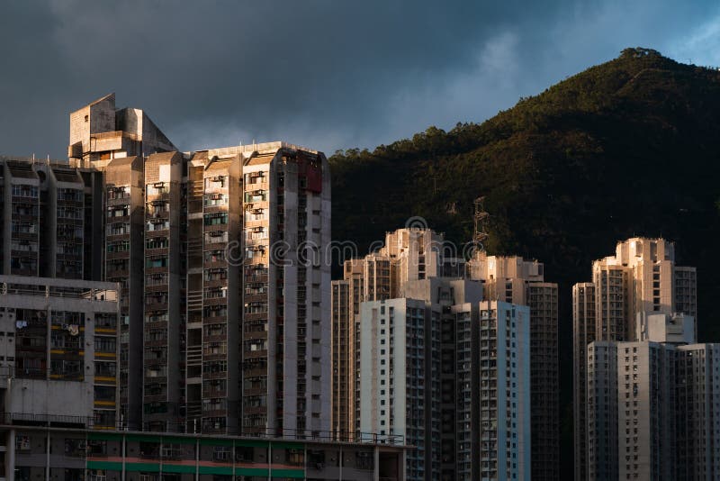Closeup of Tall Buildings in Hong Kong Stock Image - Image of hong ...