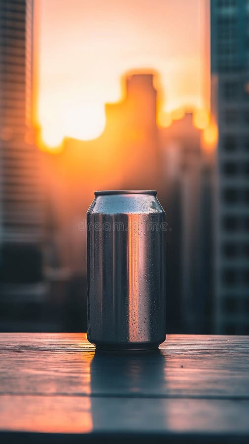 Closeup of a Tall, Skinny Silver Beer Can. Stock Image - Image of ...
