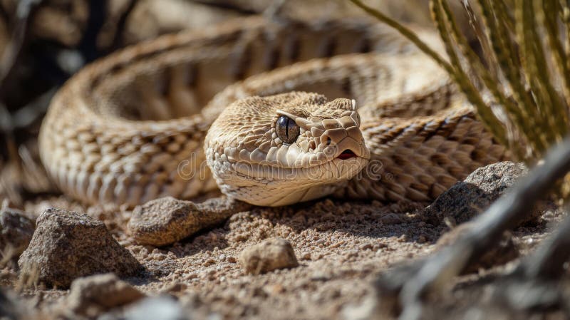Closeup of a Tan Desert Snake in Sandy Habitat Stock Illustration ...