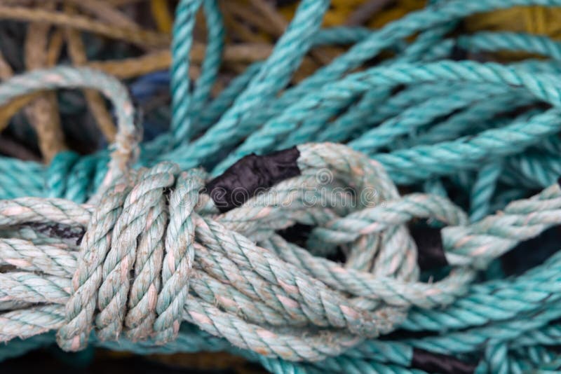 Closeup of Tangled Harbor Fishing Ropes Stock Image - Image of harbor ...