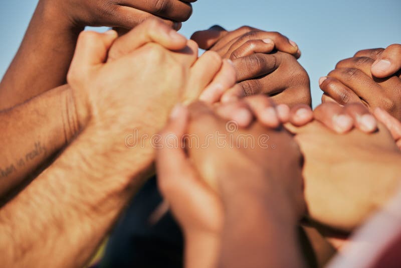 Closeup, Teamwork and People Holding Hands, Cooperation and Support ...