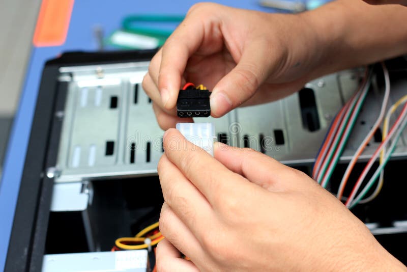 Technician S Hand Assembling Personal Computer Stock Photo - Image of ...