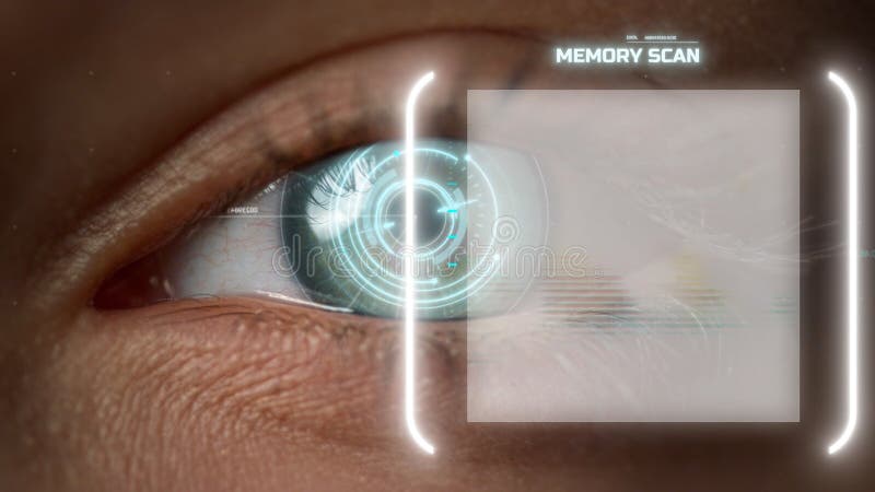 Closeup Technological Eye Memory Analysis Process with Biometrical ...