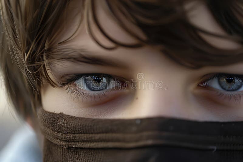 Closeup of Teens Face Behind Mask Stock Image - Image of hidden ...