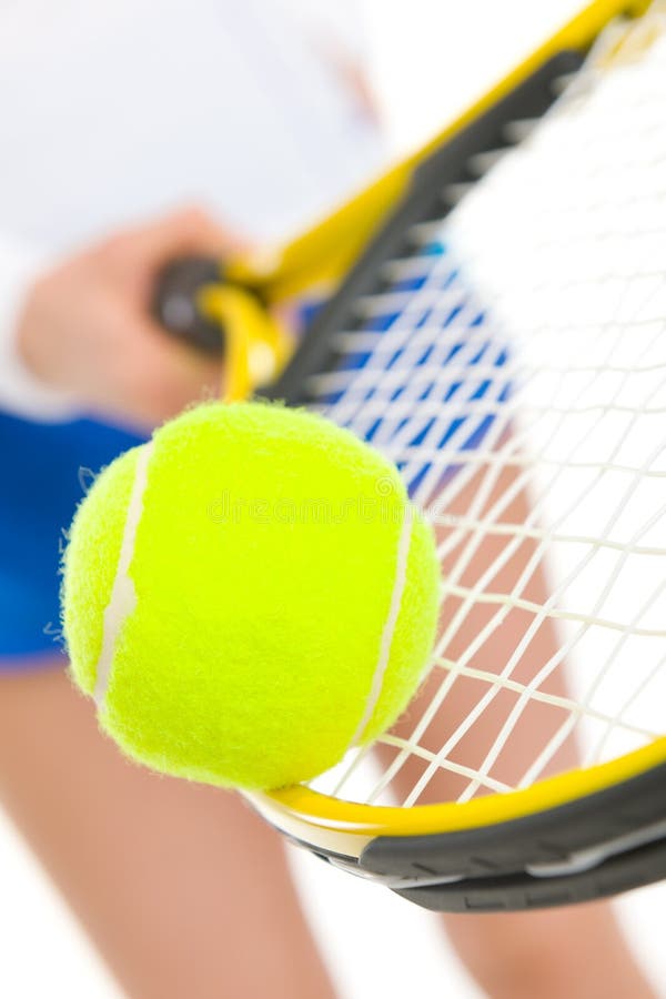 Closeup on Tennis Player Balancing Ball on Racket Stock Image - Image ...