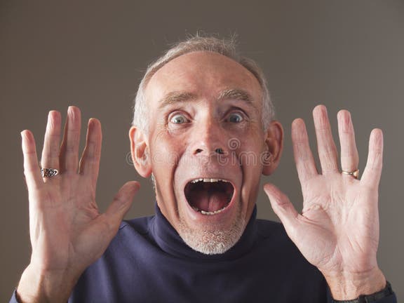 Closeup of Terrified Old Man Screaming Stock Image - Image of ...