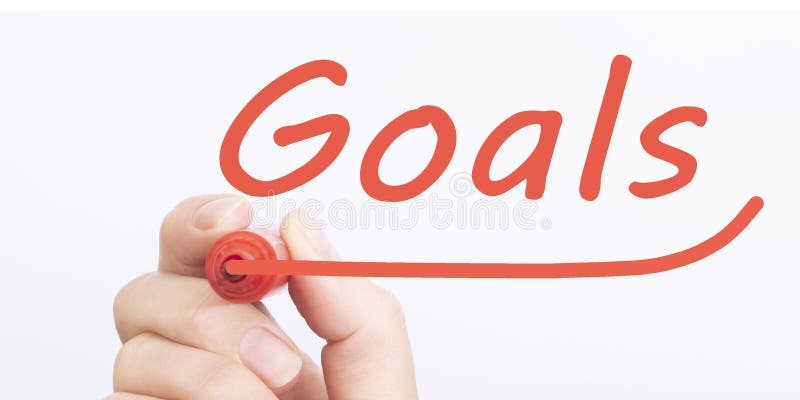 Hand Write with Red Marker - Goals, White Background Stock Image ...