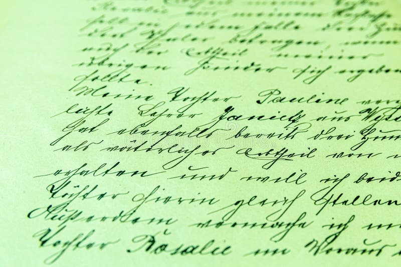 Closeup of a Text Written with Fancy Handwriting in a Diary Under the ...